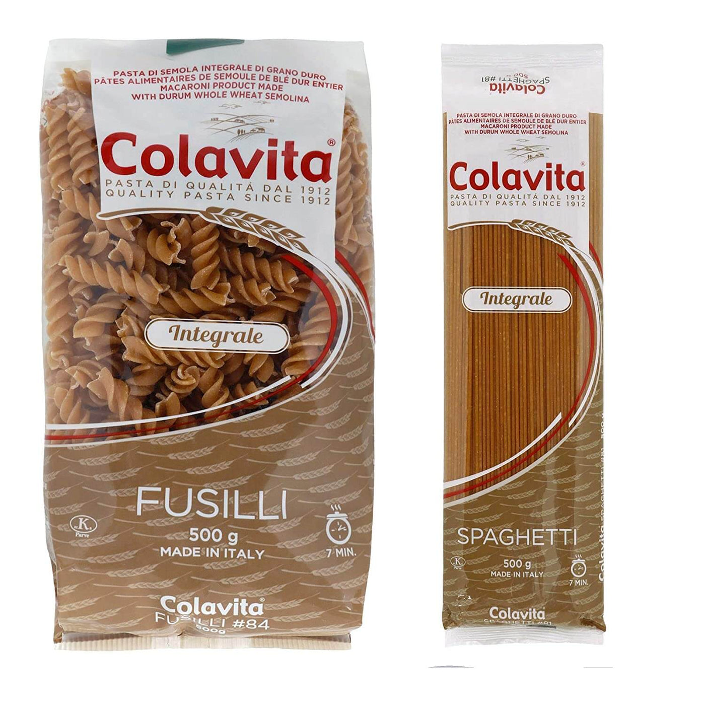 Buy Whole Wheat Pasta Fusilli & Spaghetti Combo Pack - 500g | Colavita ...